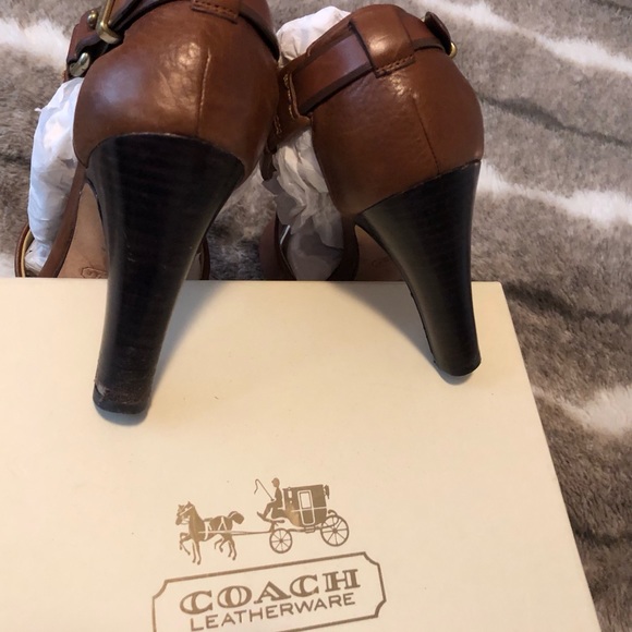 Coach | Shoes | Coach Heels Brown Leather Brea Pebble Grain | Poshmark